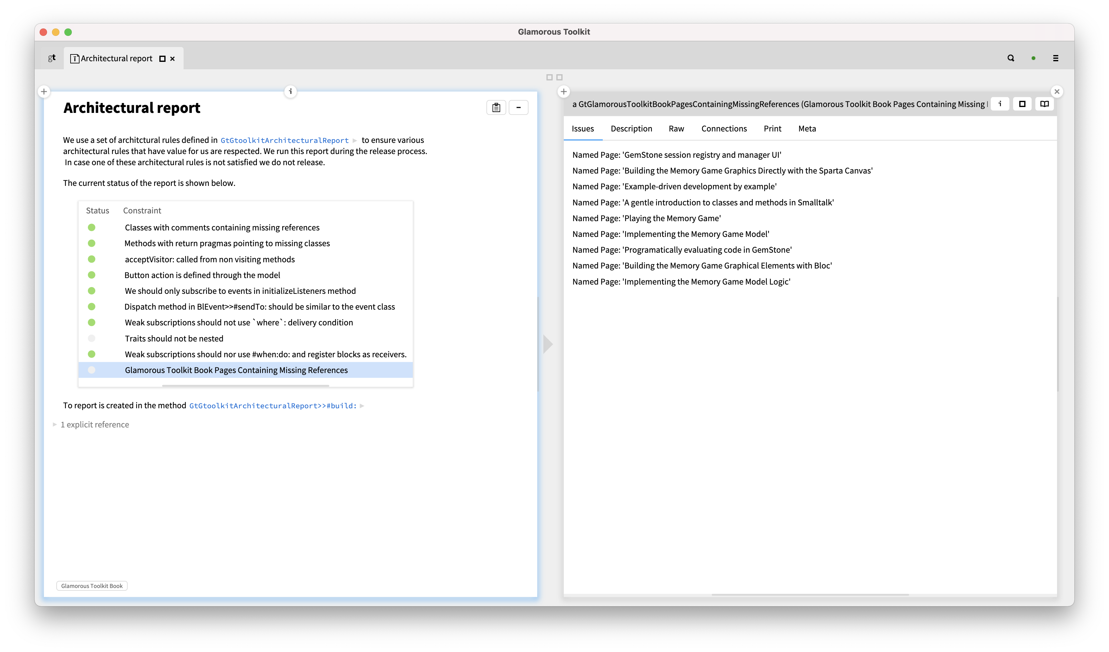 Add a constraint for checking missing class/method references in GT book · Issue #2473 ...