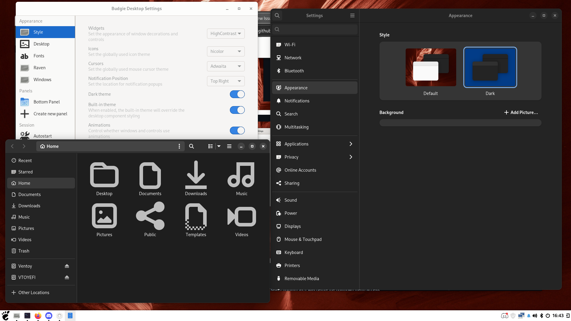 Budgie Desktop Settings forces HighContrast for Widgets when Icons is ...