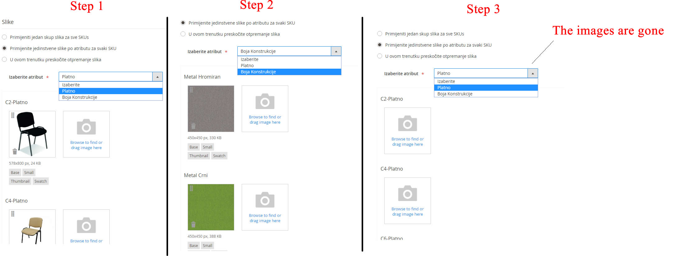 Option Save unique images per attribute for each SKU - does not display previously inserted ...
