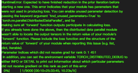 RuntimeError: Expected to have finished reduction in the prior iteration before starting a new ...