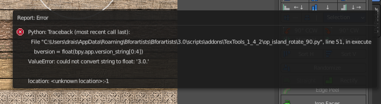 Rotate 90° - Blender 3.0 - Error · Issue #79 · franMarz/TexTools-Blender · GitHub