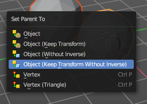3D View - Header - Object Menu - Parent Object (Keep Transform Without ...