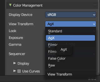 Properties Editor - Color Management - New AGX and display options ...