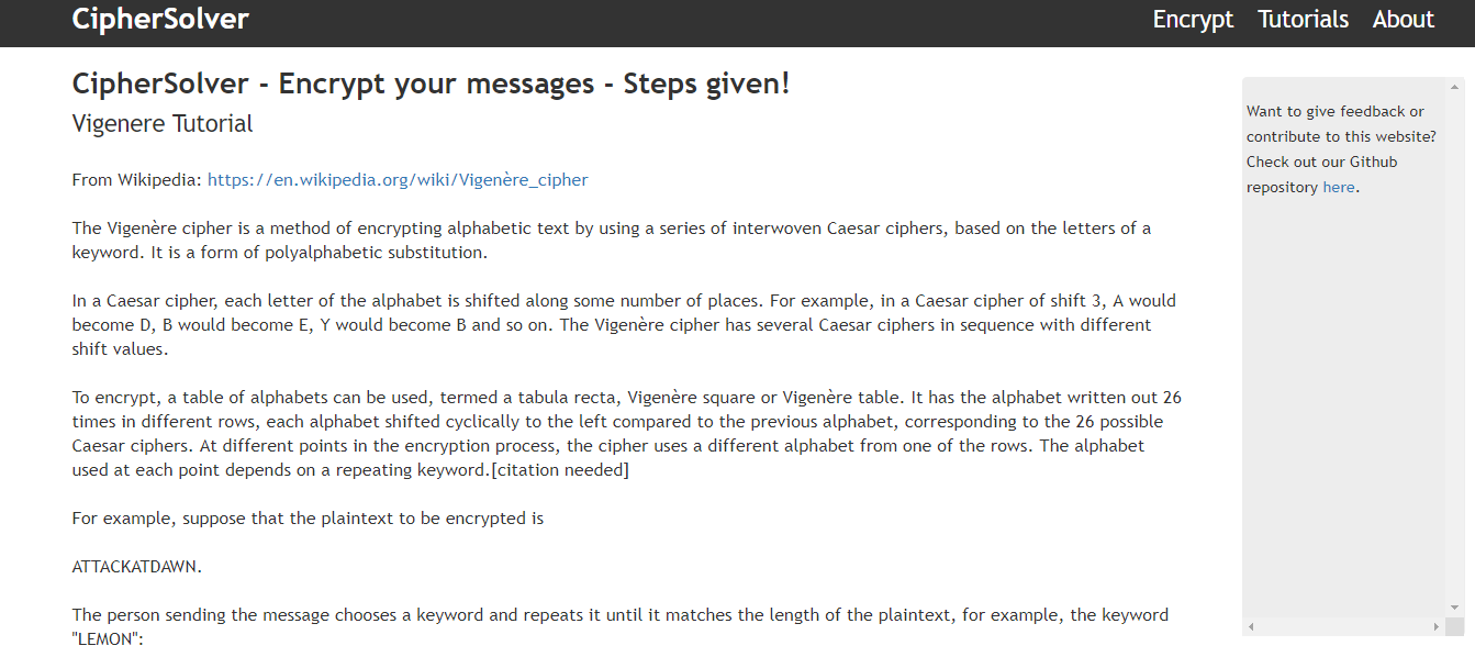 GitHub - kvlorenzo/Cipher-Solver: A web application for learning different ciphering techniques