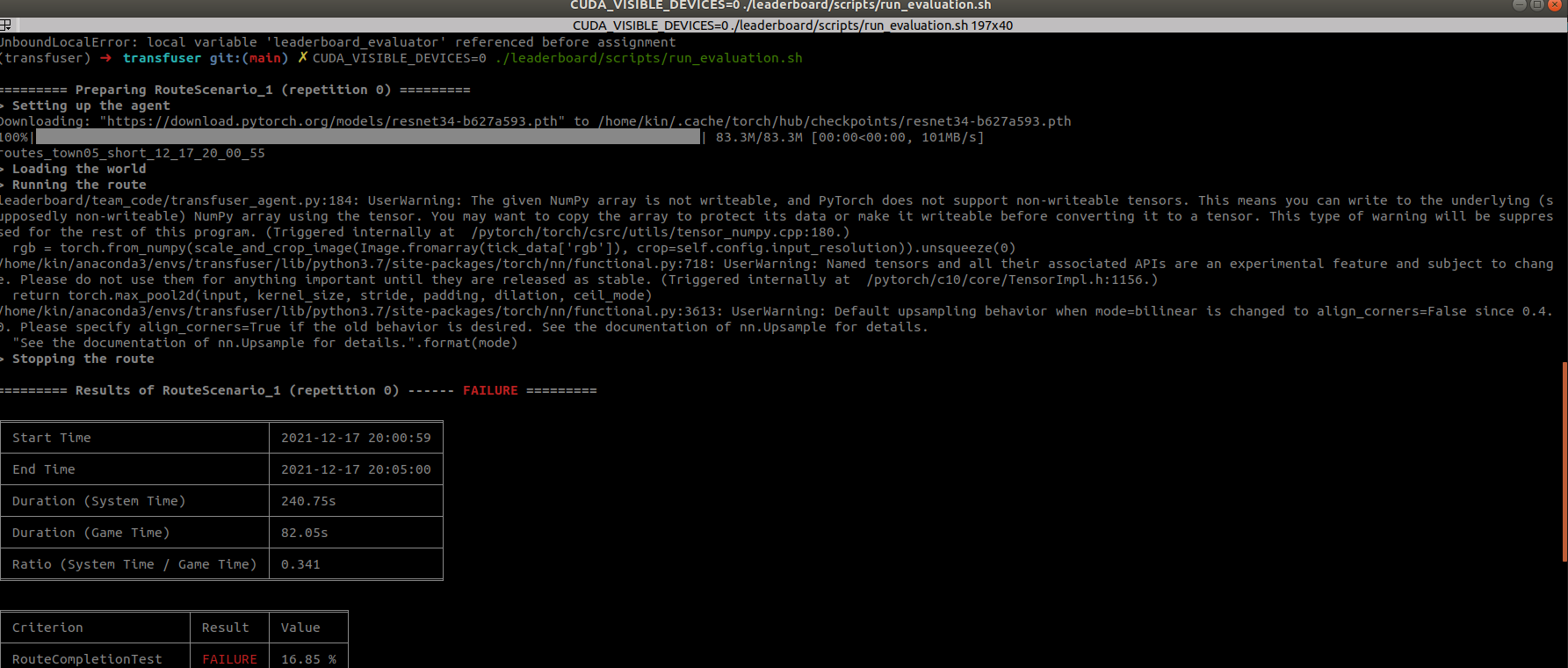 Problem when run run_evaluation.sh · Issue #20 · autonomousvision/transfuser · GitHub