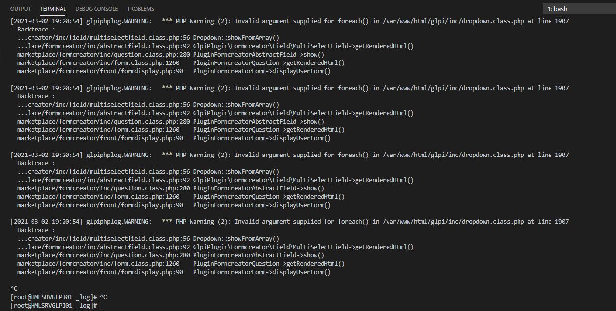 PHP Warning with GLPI 9.5.4 · Issue #2158 · pluginsGLPI/formcreator · GitHub