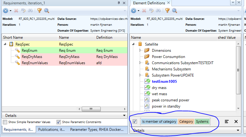 Align filter on requirements browser with filters on other browsers (product tree, element ...