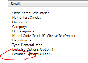 As a user I want to see in the details panel of the ElementDefinitionBrowser in which option an ...