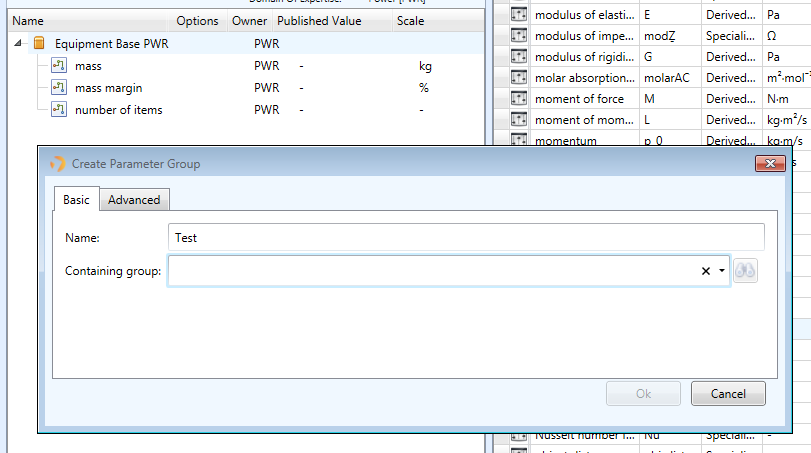 Demo server - not possible anymore to create a parameter group directly under an element ...