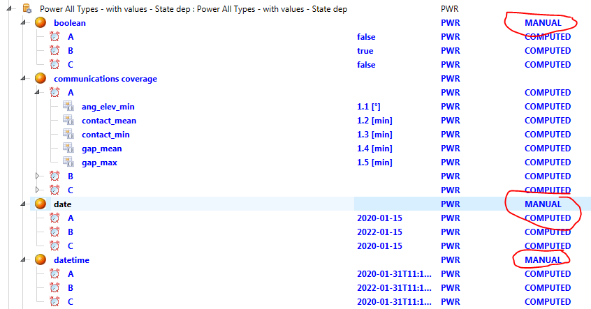 Product tree browser - state row indication for state dependent ...