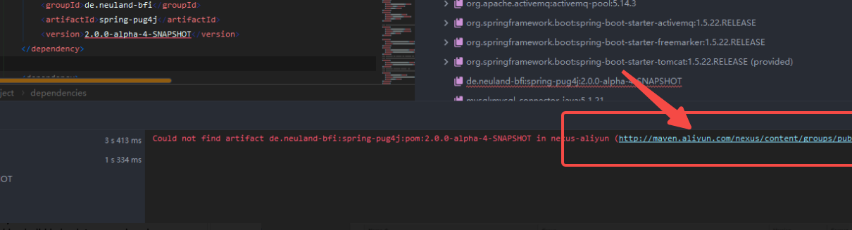 无法找到 de.neuland-bfi 下的spring-pug4j 的 2.0.0-alpha-4-SNAPSHOT 版本 · Issue #567 · cskefu/cskefu · GitHub