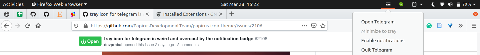 tray icon for telegram is weird and overcast by the notification badge ...