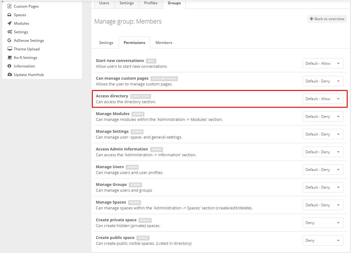How to remove "directory" button or block this page · Issue #2057 · humhub/humhub · GitHub