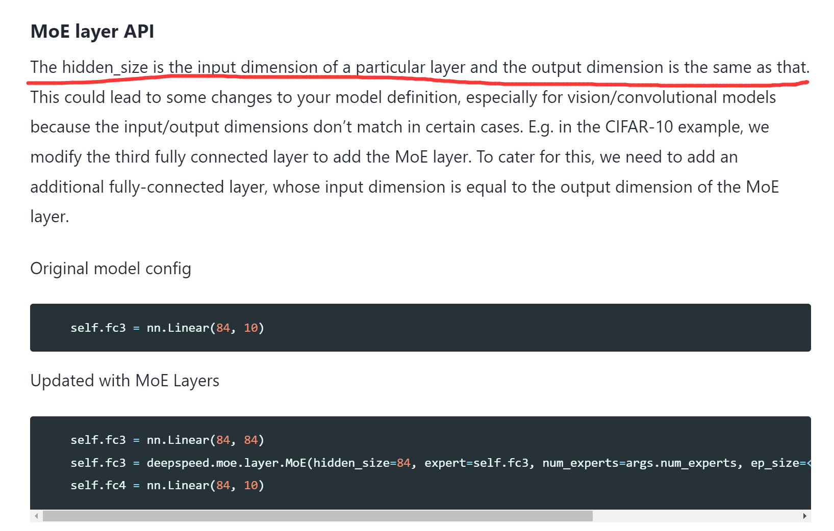 Why the MoE layer forces the input hidden dimenstion the same as the ...