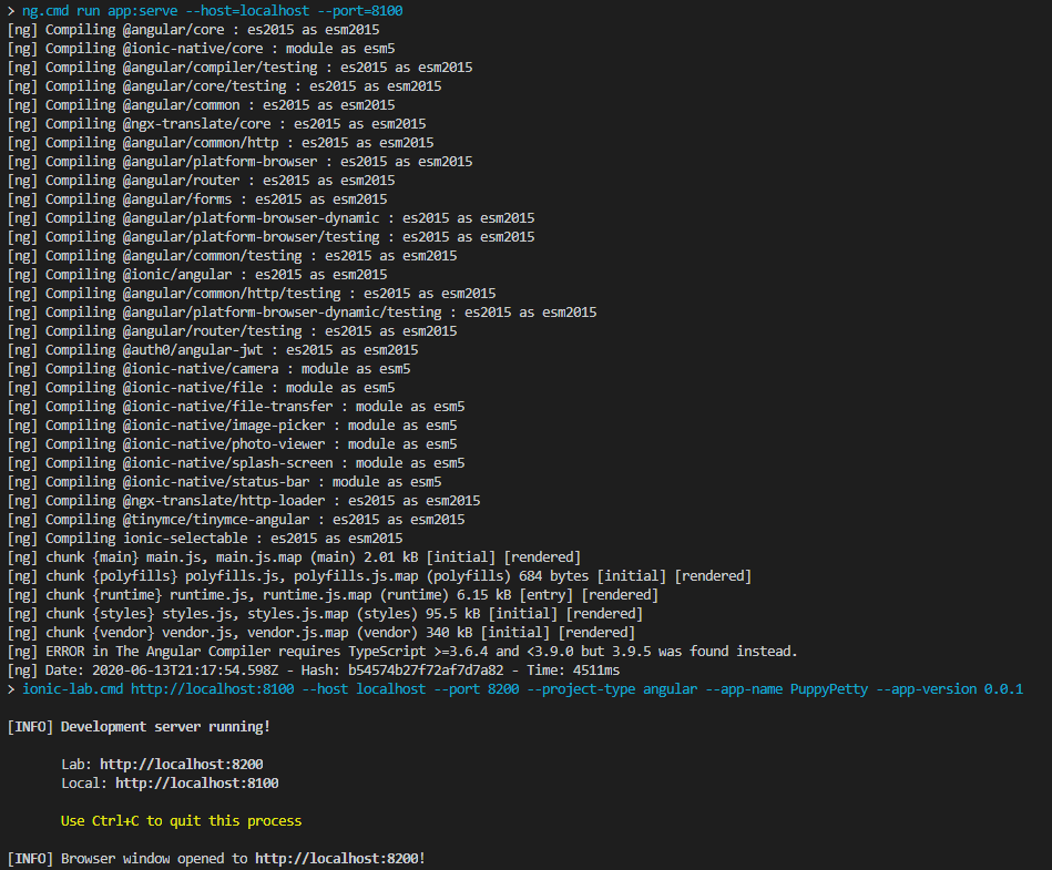 Bug Ionic Stuck On Info Browser Window Opened To Localhost8200 And Doesnt Say