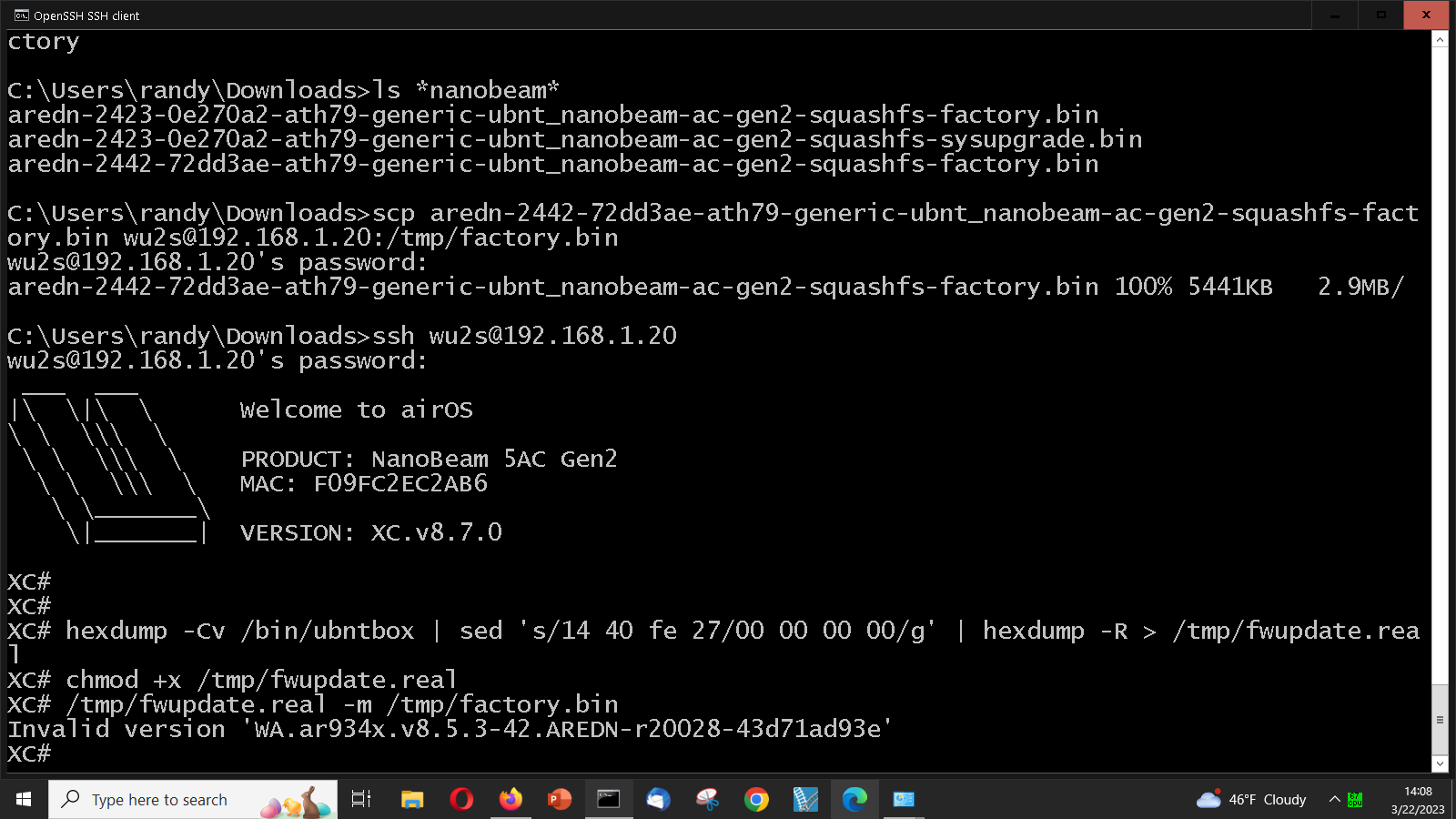 UBNT Nanobeam AC Gen2 fail · Issue #757 · aredn/aredn · GitHub