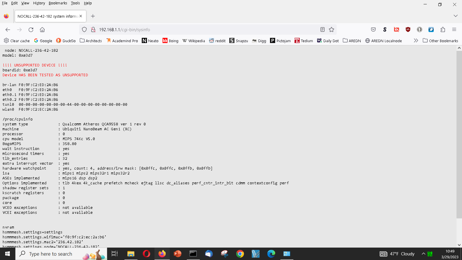 UBNT Nanobeam AC Gen2 - Unspported Device · Issue #768 · aredn/aredn · GitHub