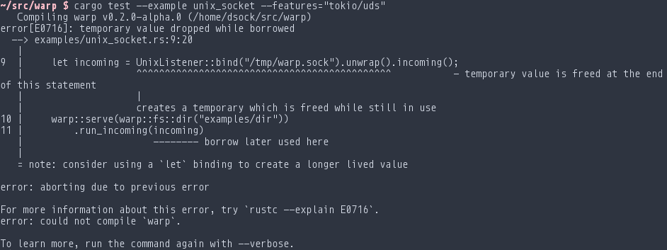 Example does not compile (CI issue?) · Issue #365 · seanmonstar/warp · GitHub