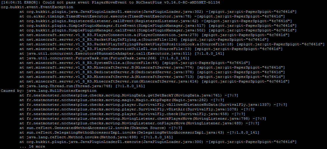Exception on step · Issue #522 · NoCheatPlus/Issues · GitHub
