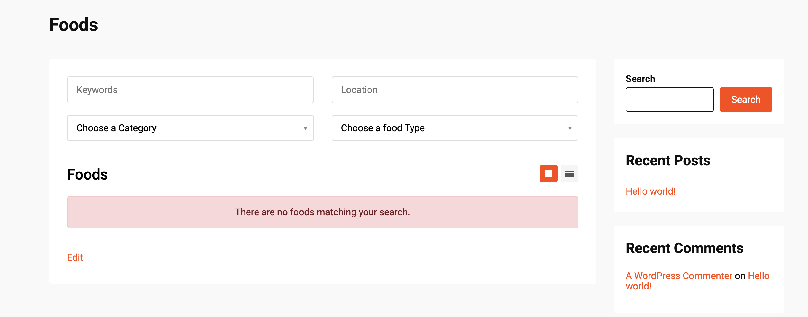 Fronted : Food menu filter missing in food listing page · Issue #231 ...