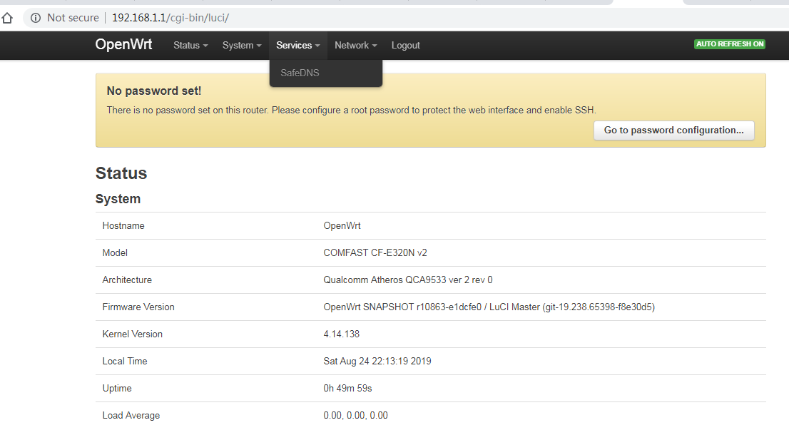 Failed to execute cbi dispatcher target for entry '/admin/services/safedns'. · Issue #2 ...
