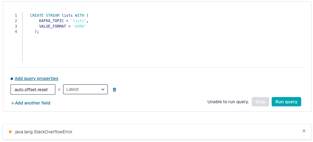 Does KSQL support or intend to support Cyclic Schemas? · Issue #8820 · confluentinc/ksql · GitHub