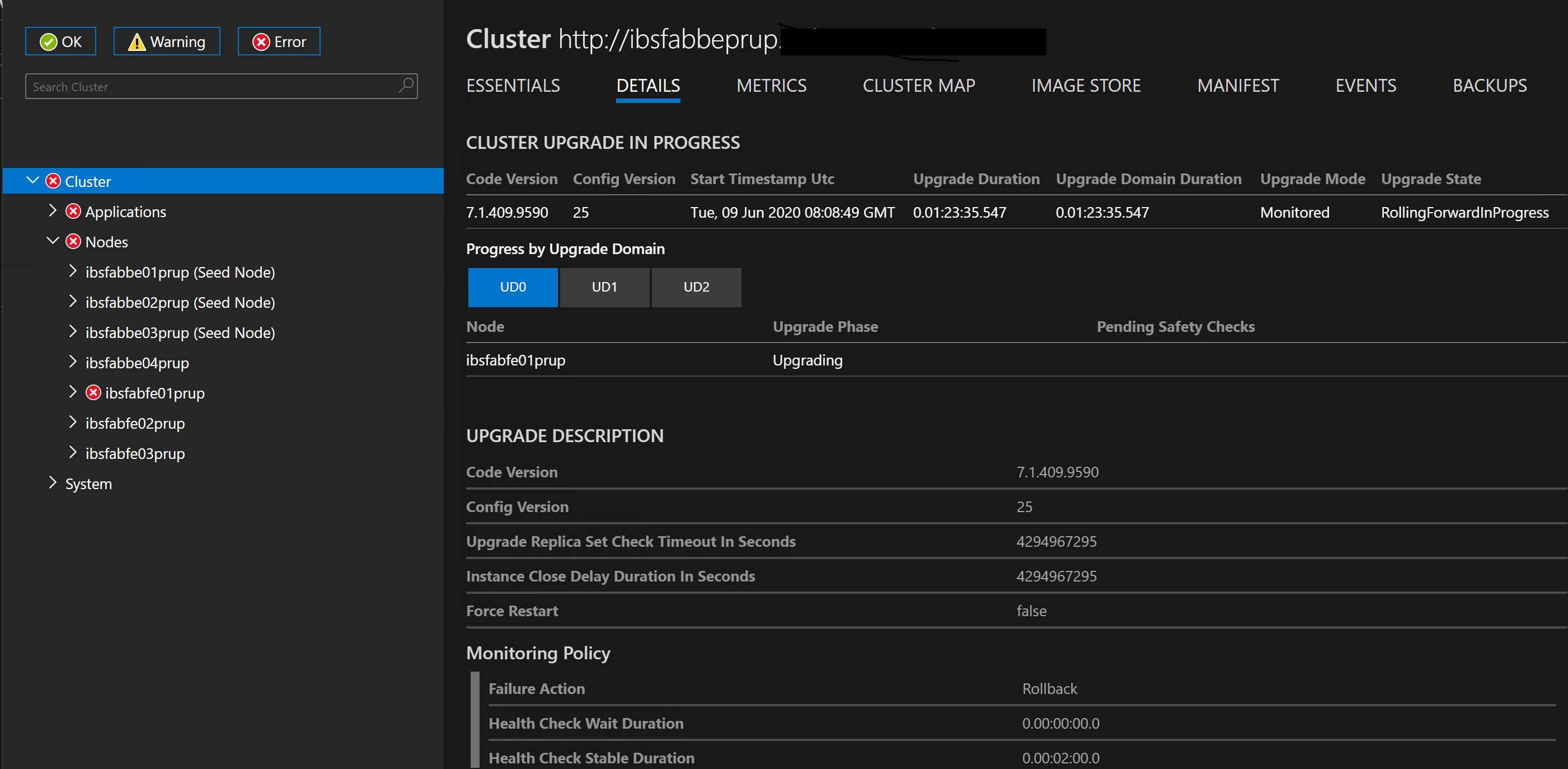 Upgrade To 7 1 Stuck Fabric Upgrade Failed On The Node · Issue 955 · Microsoft Service Fabric