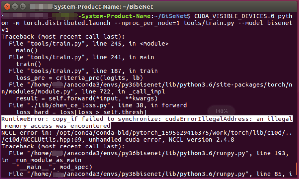 Help！RuntimeError: copy_if failed to synchronize: cudaErrorIllegalAddress： an illegal memory ...