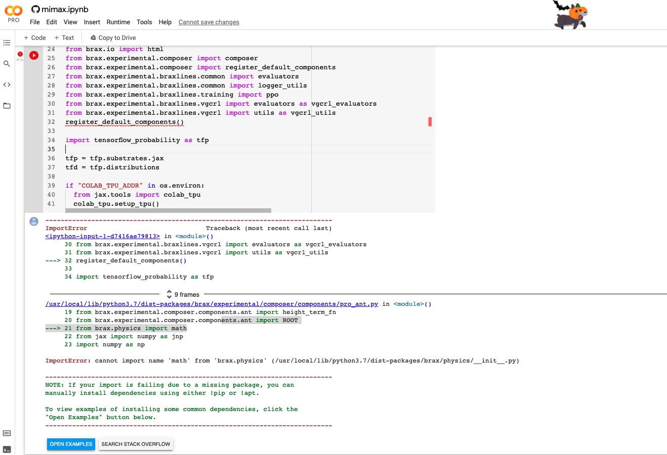 mimax.ipynb broken from deprecated math import in brax.experimental · Issue #76 · google/brax ...