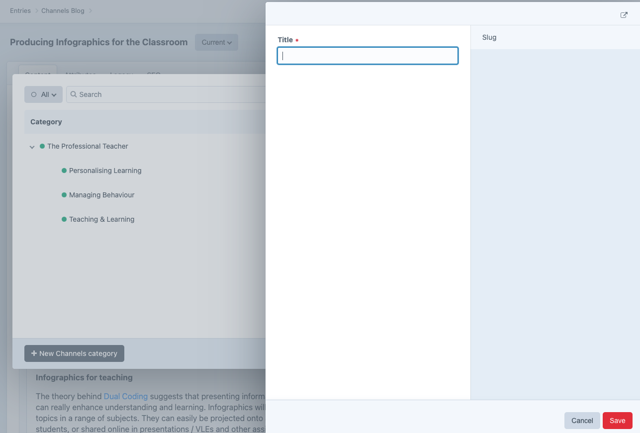 [3.x]: Unable to pick parent when creating new categories from Categories field modal/slideout ...