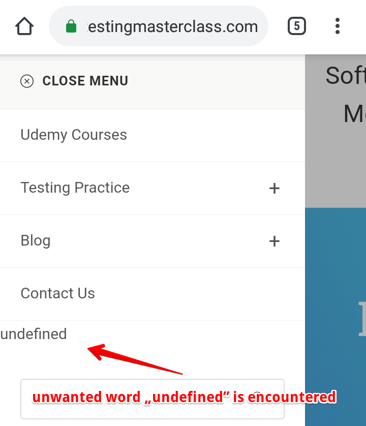 Sidebar menu displays unwanted word „undefined” at the bottom · Issue ...