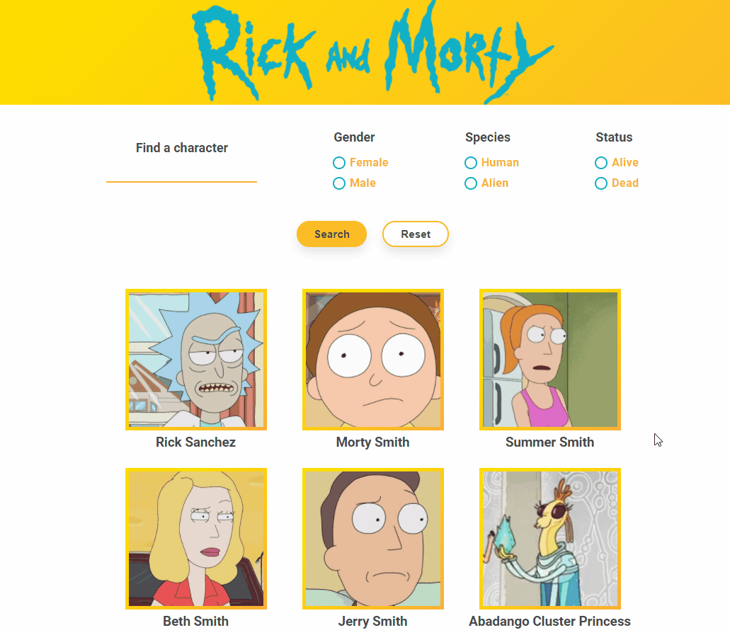GitHub - JakubRychlicki/Rick-and-Morty-App: App to find a character from Rick and Morty.