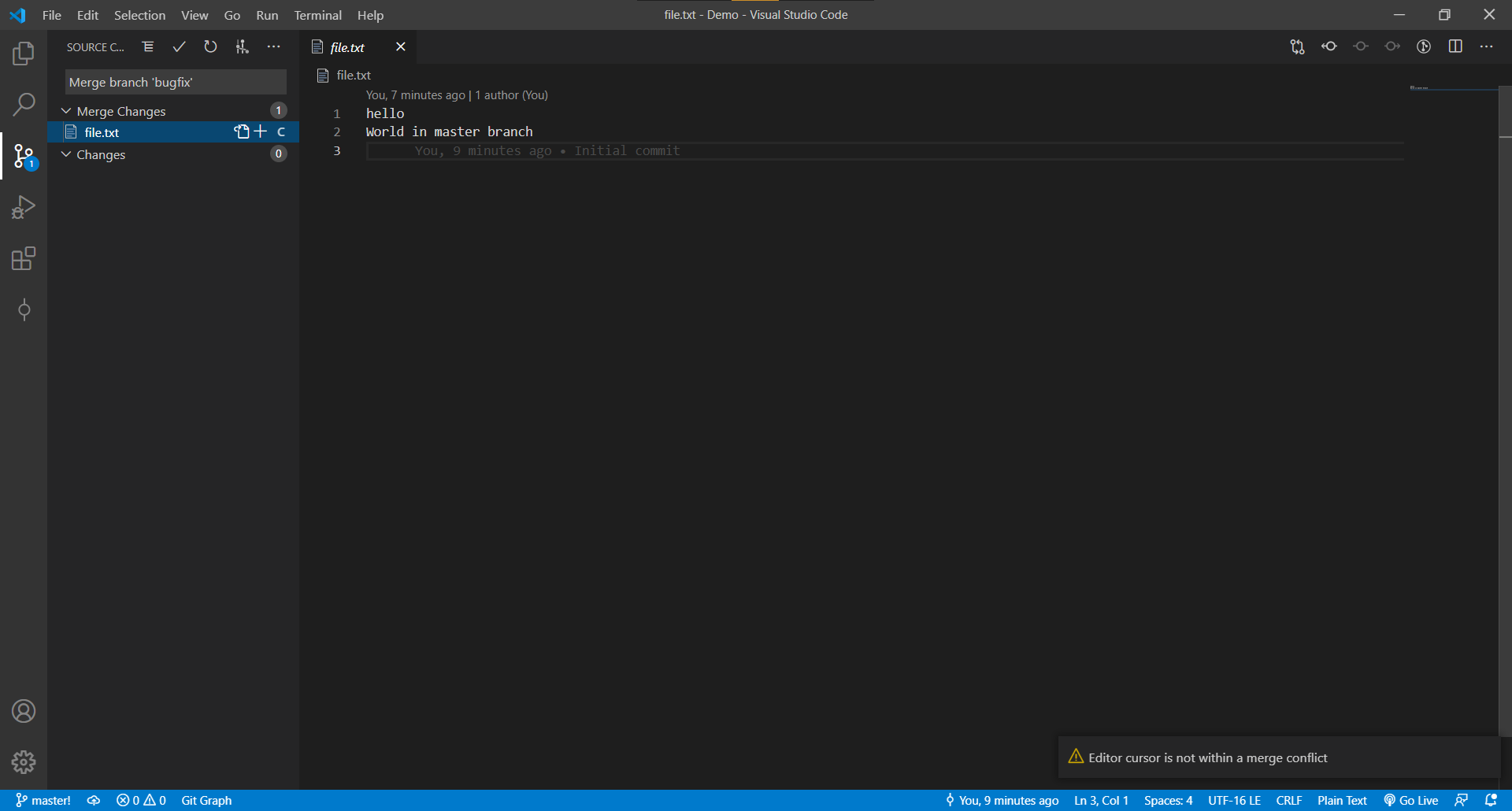 Git merge conflict not detecting · Issue #114397 · microsoft/vscode · GitHub