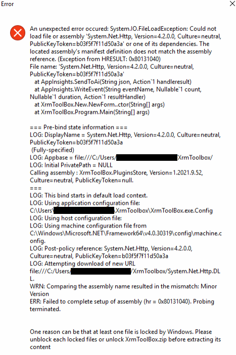 [BUG] Could not load file or assembly 'System.Net.Http' · Issue #1070 · MscrmTools/XrmToolBox ...