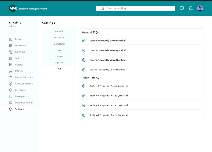 Setting-FAQ-Admin-App - Sprint 1 · Issue #12 · ALCOpenSource/Mentor-Management-System-Team-6 ...