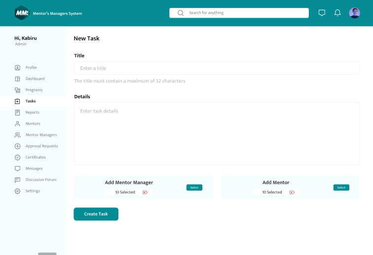 MM-New-Task-Admin-App - Sprint 2 · Issue #19 · ALCOpenSource/Mentor-Management-System-Team-5 ...