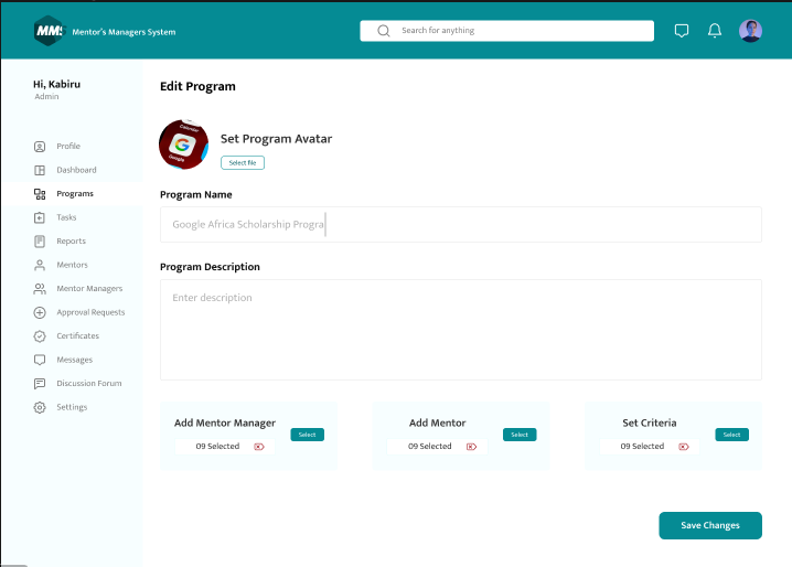 Edit Program Page-Admin-App - Sprint 4 · Issue #32 · ALCOpenSource/Mentor-Management-System-Team ...