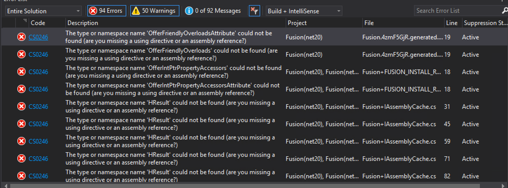 Hundreds of false errors in .NET SDK solution with multi-targeting projects · Issue #1696 ...