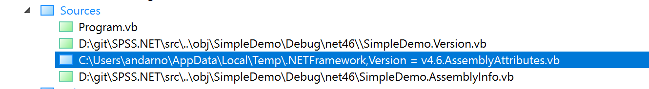 Building VB console app fails, unable to find "%TEMP%\.NETFramework,Version=v4.6 ...