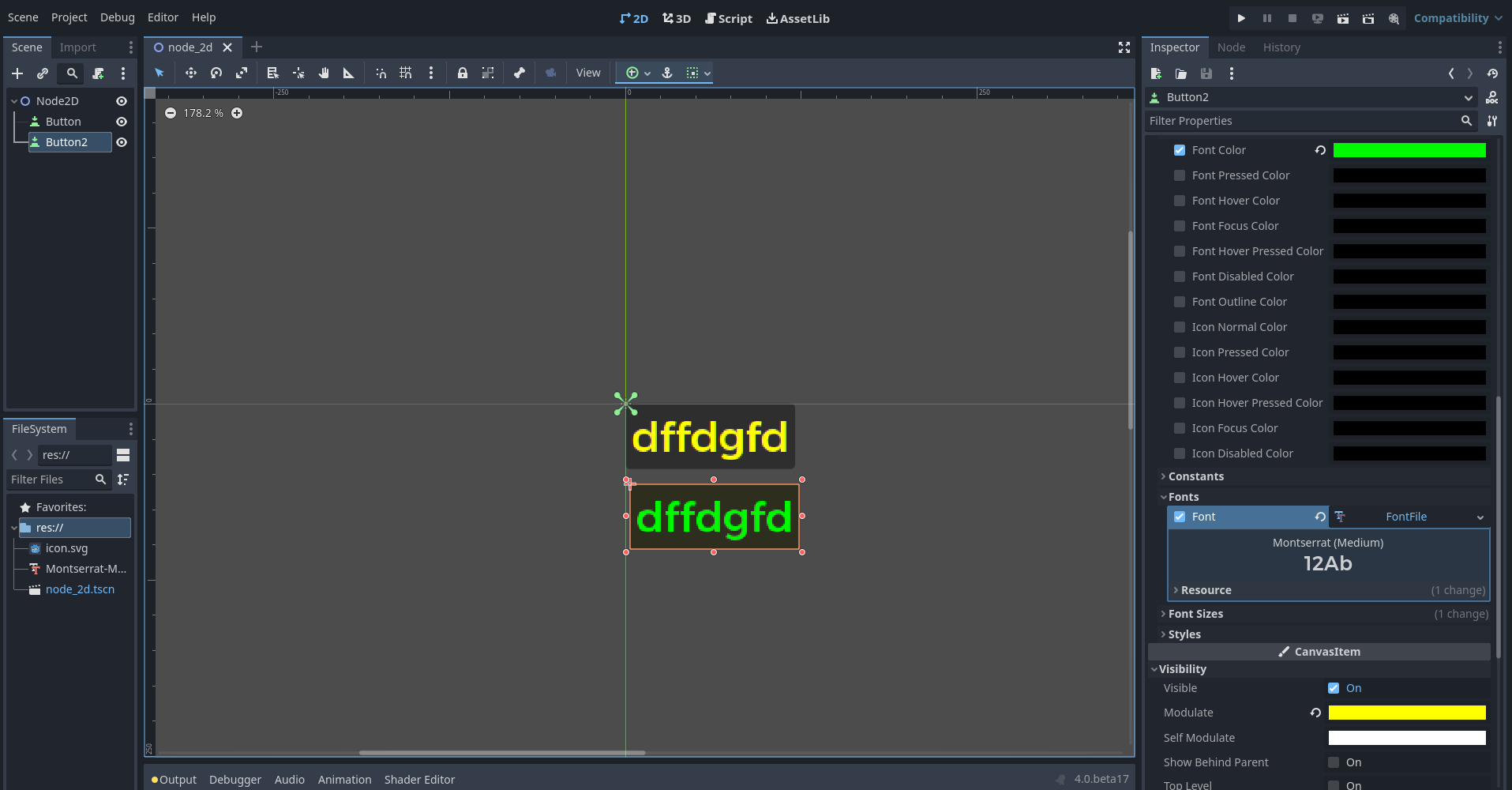Unable To Add Unique Color To Different Buttons Node In Compatibility Mode When Custom Font Is