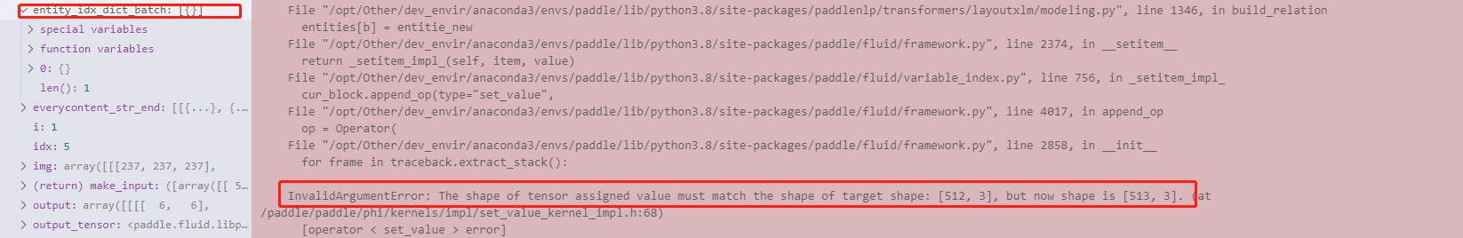 The shape of tensor assigned value must match the shape of target shape: [512, 3], but now shape ...