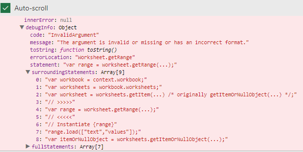 RichApi.Error when loading office.js script: The argument is invalid or missing or has an ...