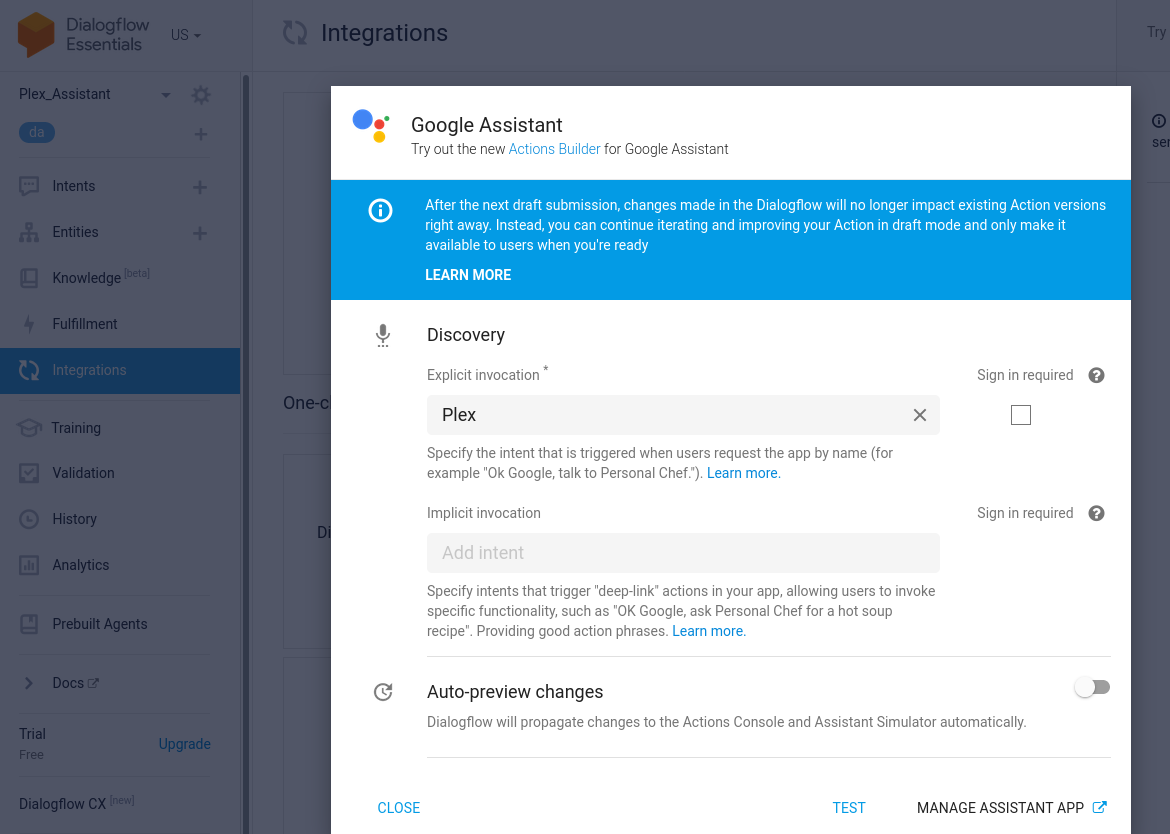 Can't get Google Assistant to Trigger with "Tell Plex" · Issue #66 · maykar/plex_assistant · GitHub