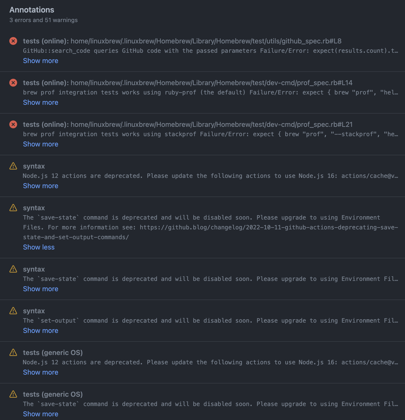 [CI] Stop using deprecated Actions params · Issue #14692 · Homebrew/brew · GitHub