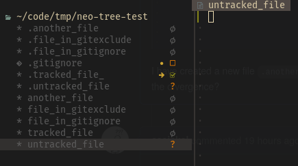 Handle files in .git/info/exclude like files .gitignore · Issue #226 · nvim-neo-tree/neo-tree ...