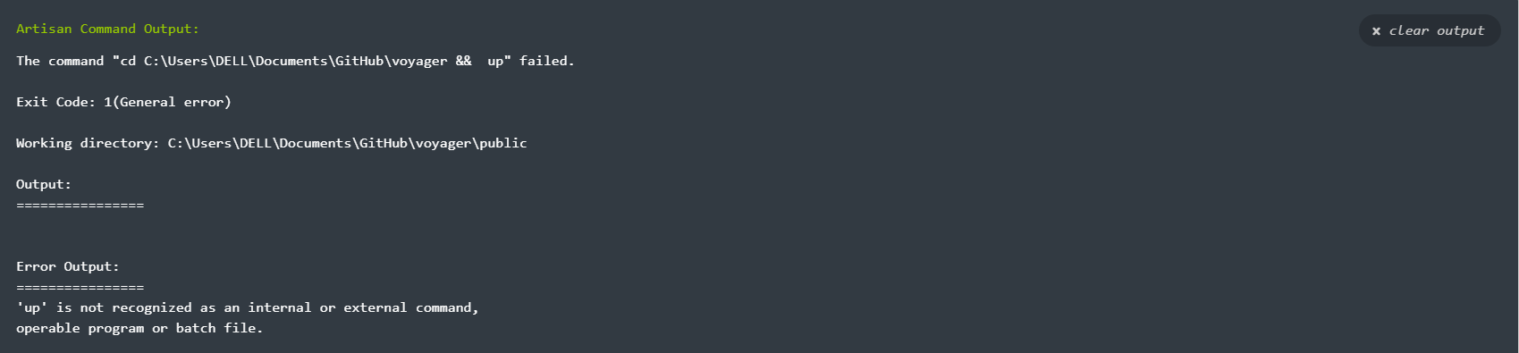 [BUG] all commands in COMPASS is not working · Issue #4275 · thedevdojo/voyager · GitHub