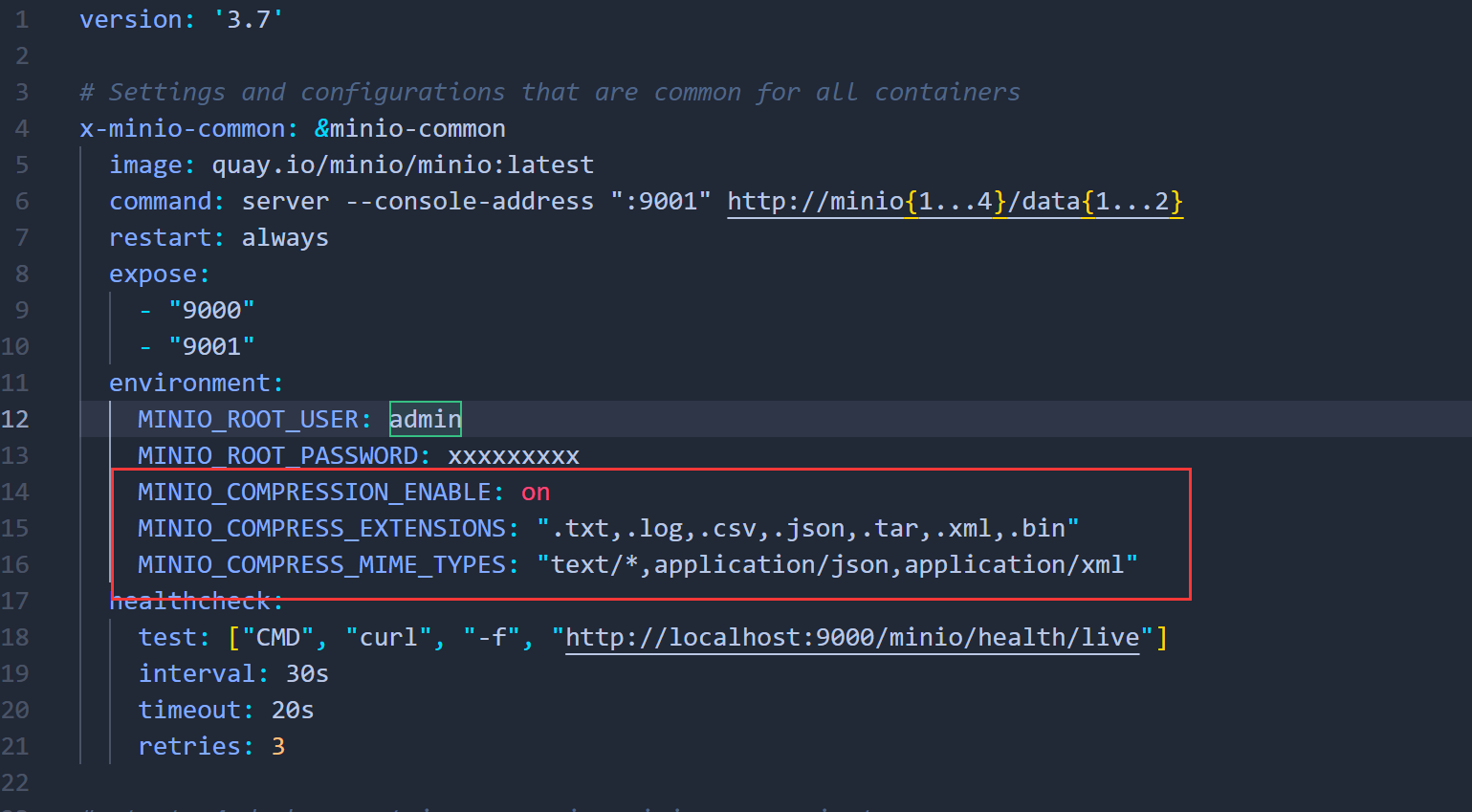 Compression configuration does not work · Issue #15536 · minio/minio · GitHub