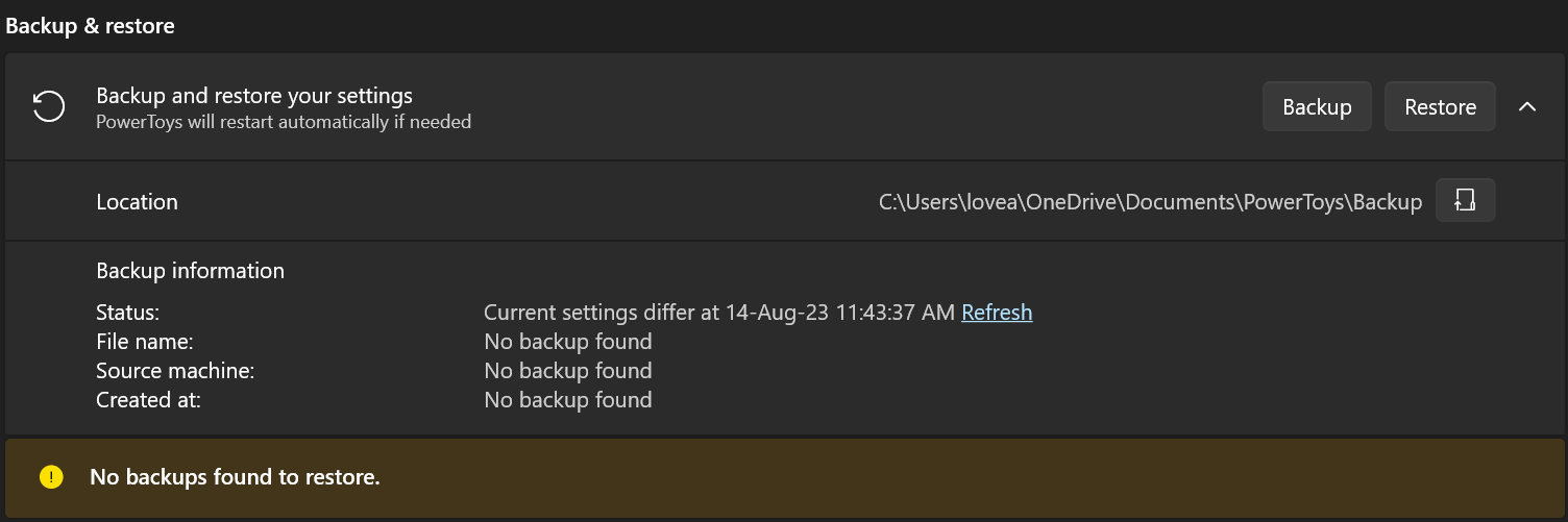 Enhancement needed or Bug: Backup/restore feature works improperly · Issue #27965 · microsoft ...