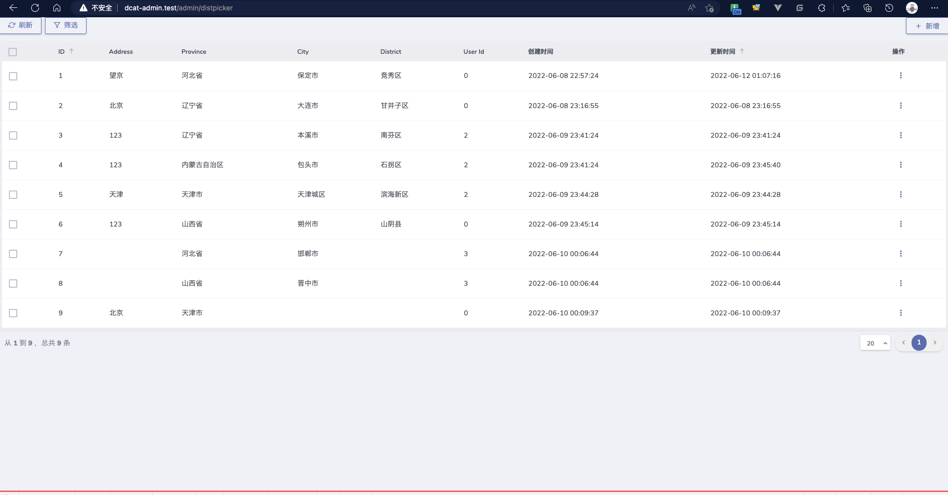 无菜单栏页面 (full)省市区插件启用之后，在grid没有展示出来， · Issue #13 · super-eggs/dcat-distpicker · GitHub