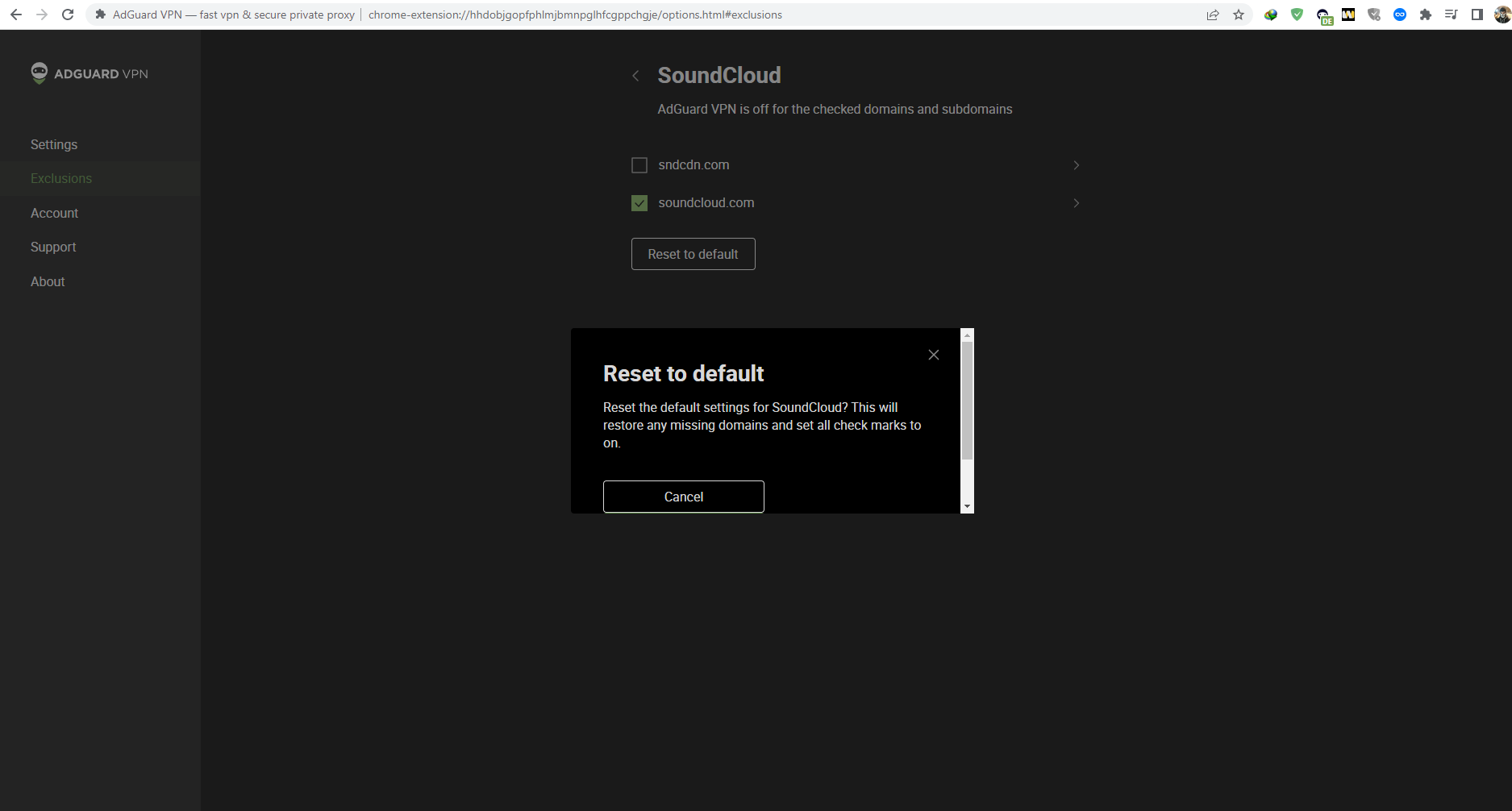 Small popup for reset to default settings · Issue #23 · AdguardTeam/AdGuardVPNExtension · GitHub